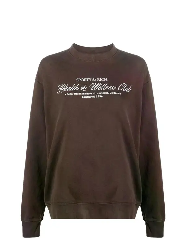SPORTY & RICH Embroidered Logo Cotton Sweatshirt - Brown