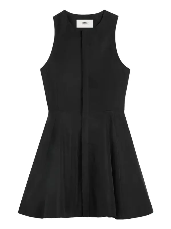 AMI Paris Sleeveless Cotton A-line Mini Dress - Black
