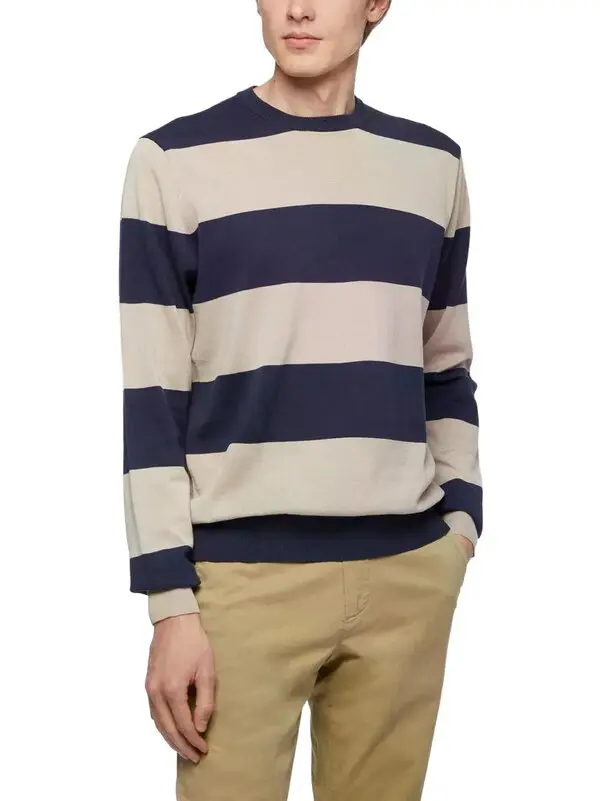 Brooks Brothers Striped Crew Neck Sweater - Blue