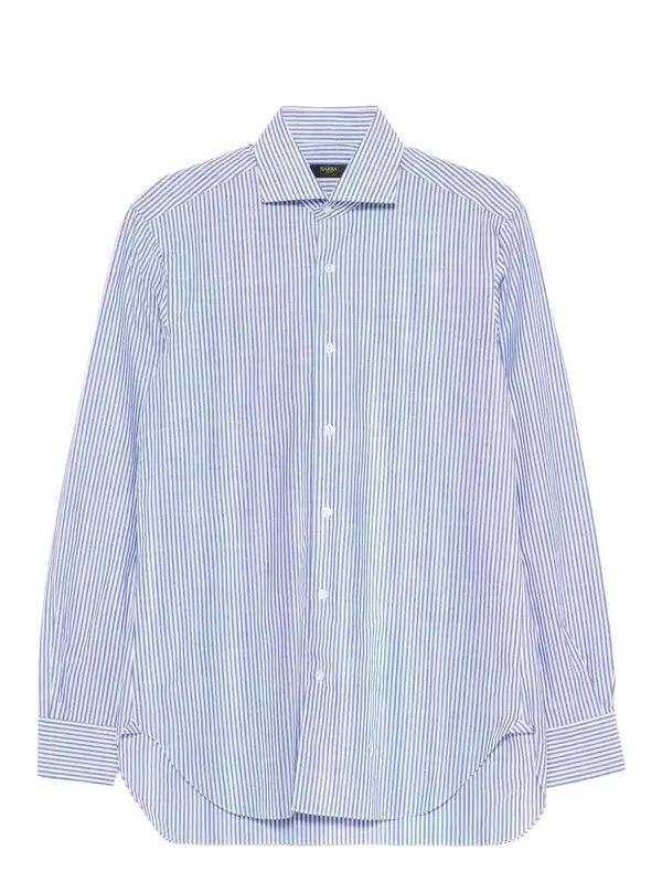BARBA NAPOLI Striped Long-sleeve Shirt - Blue