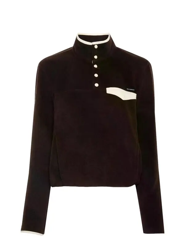 SPORTY & RICH Appliqué-logo Fleece Jumper - Brown