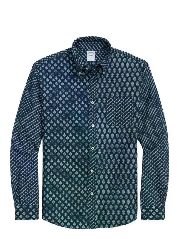Brooks Brothers Buttoned Patterned Shirt - Blue