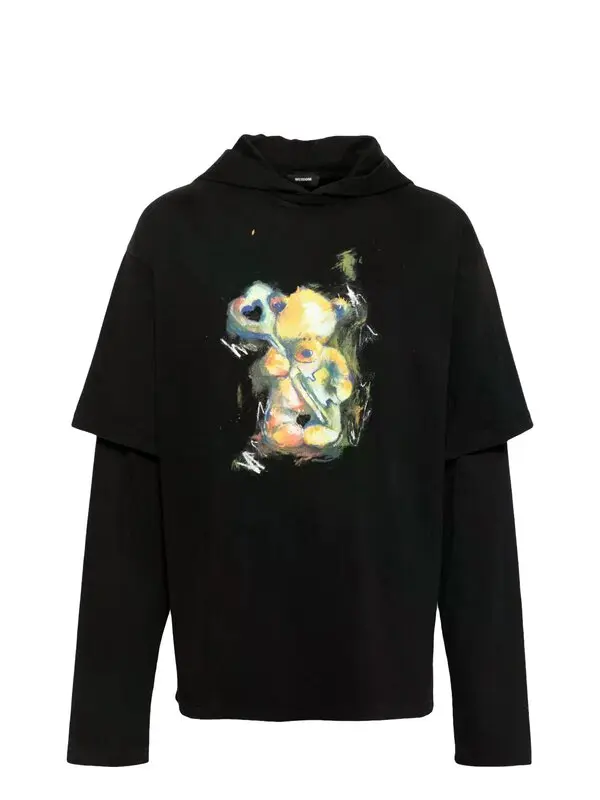 We11Done Teddy Bear Layered Hoodie - Black
