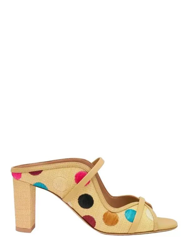MALONE SOULIERS Norah Polka-dot Raffia Sandals - Neutrals