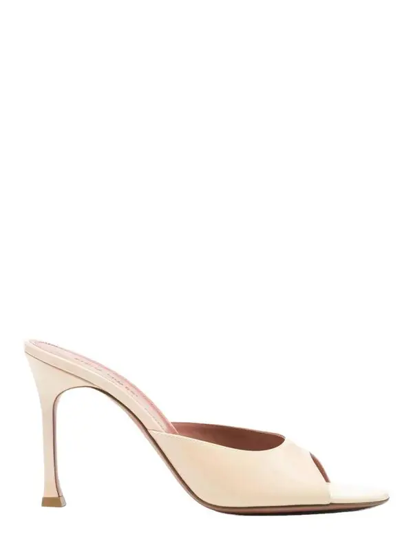 Amina Muaddi Alexa Patent Leather Mules - Neutrals