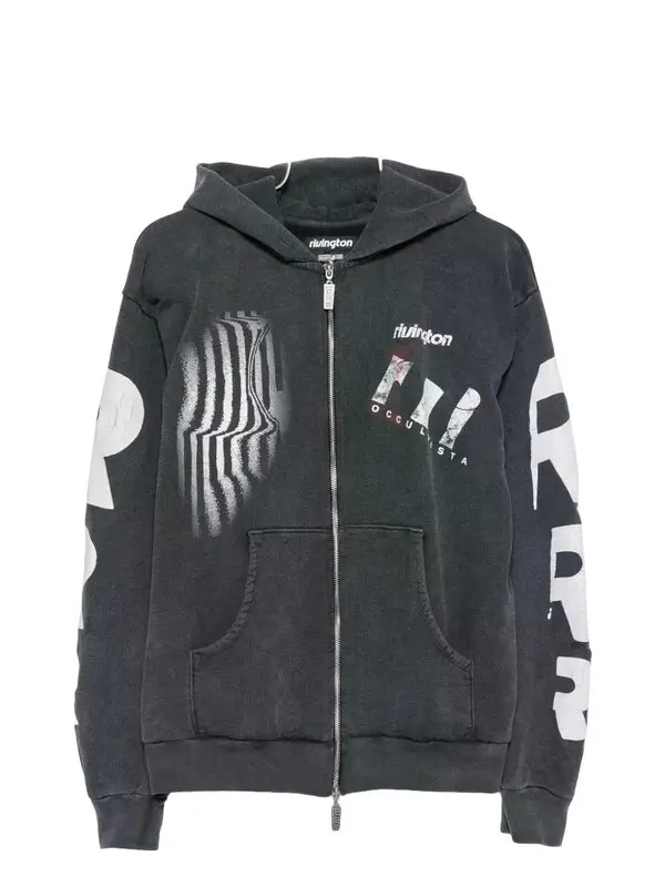 RIVINGTON ROI REBIS Graphic Print Zip-up Hoodie - Grey