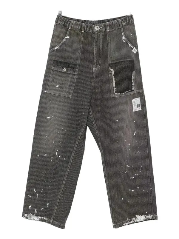 Mihara Yasuhiro Paint-splatter Distressed Jeans - Grey
