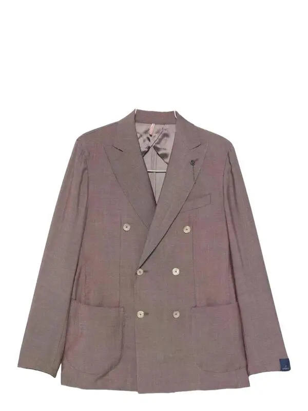 SANTANIELLO Double-breasted Peak-lapel Suit - Red