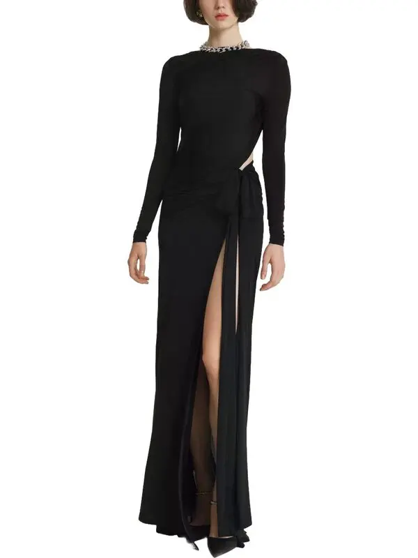 2310 STUDIO Cut-out Side-slit Maxi Dress - Black