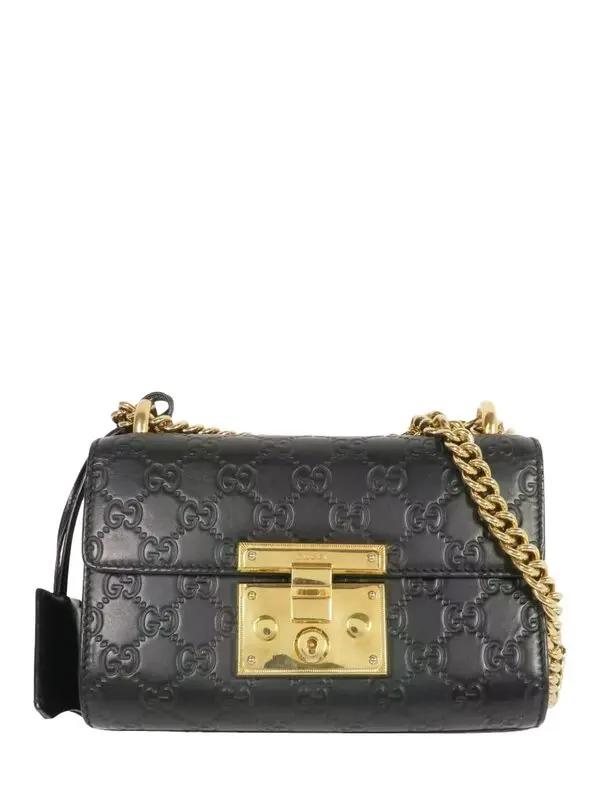 Gucci Leather Padlock Gg Shoulder Bag - Black