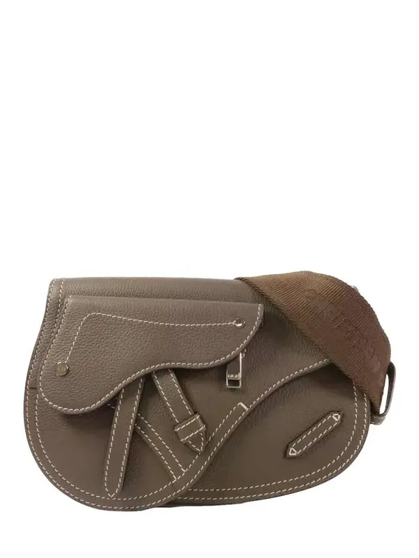 Dior Saddle Leather Crossbody Bag - Grey