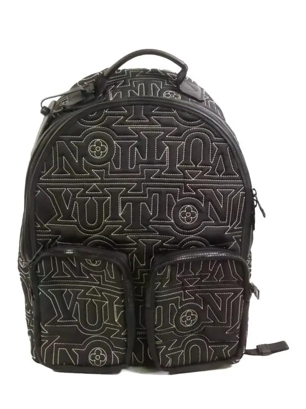 LOUIS VUITTON Logo Embroidered Backpack - Black