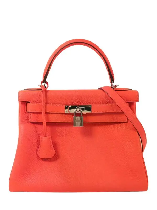 Hermès Kelly Taurillon Clemence Leather Tote Bag - Red