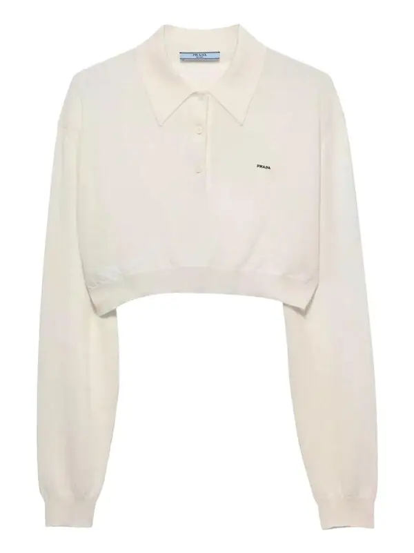 Prada Cropped Cashmere Polo Shirt - Neutrals