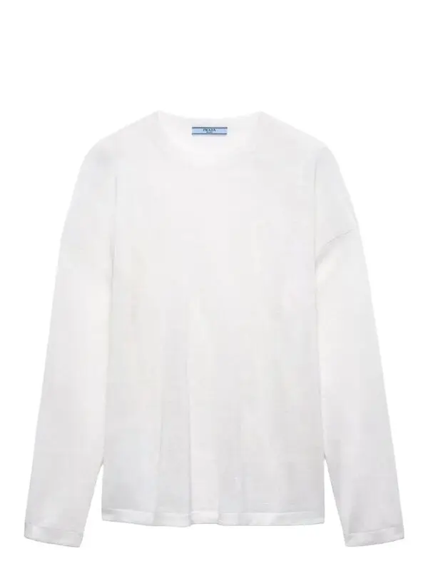 Prada Long-sleeved Linen T-shirt - White