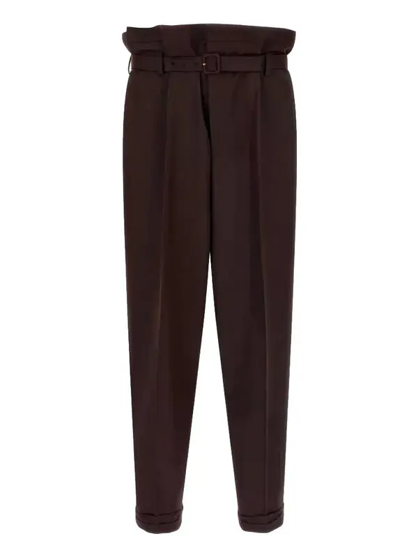 Saint Laurent Belted Paper-bag Trousers - Brown