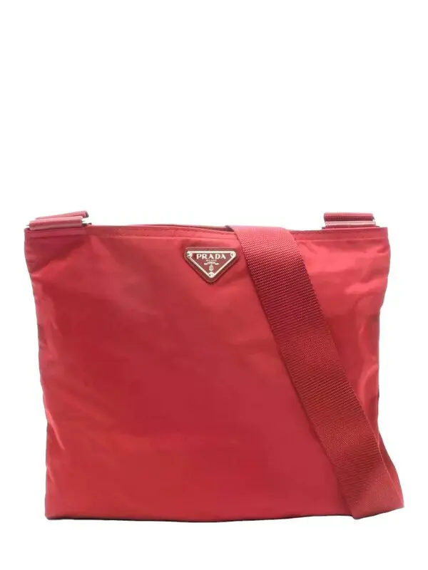 Prada 2000s Triangle-logo Crossbody Bag - Red