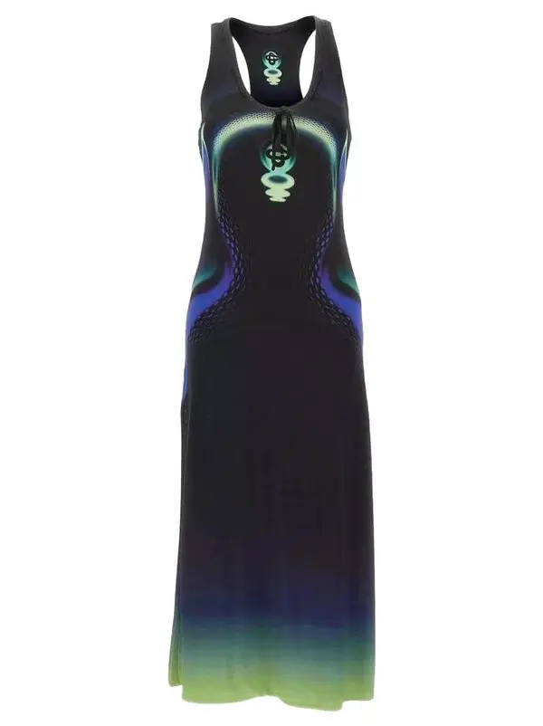 Casablanca Orchid Slinky Midi Dress - Black