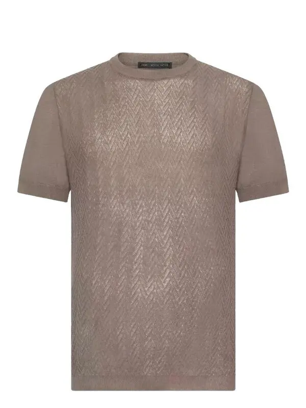LOW BRAND Chevron-knit T-shirt - Neutrals