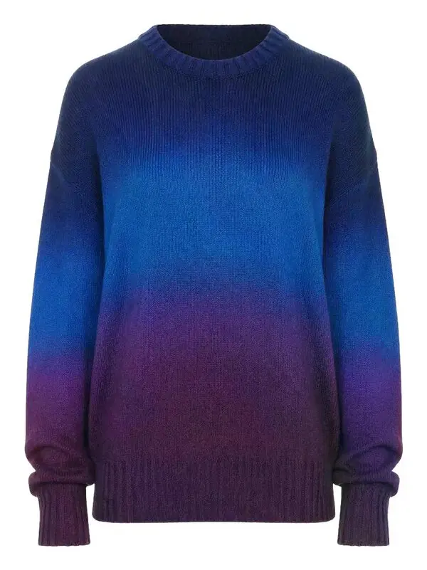 AMIYA Gradient Effect Knitted Crewneck Sweatshirt - Blue