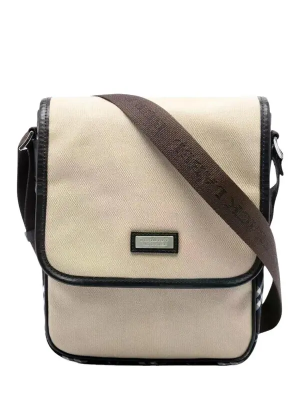 Burberry Nova Check Trimmed Canvas Crossbody Bag - Blue