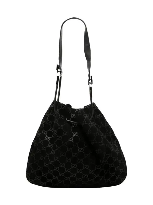 Gucci Gg Suede Shoulder Bag - Black