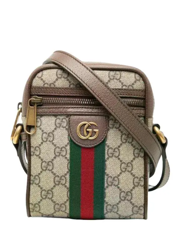 Gucci Mini Gg Supreme Web Ophidia Crossbody Bag - Neutrals