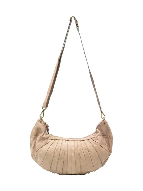 CAMPOMAGGI Luna Pleated Leather Crossbody Bag - Neutrals