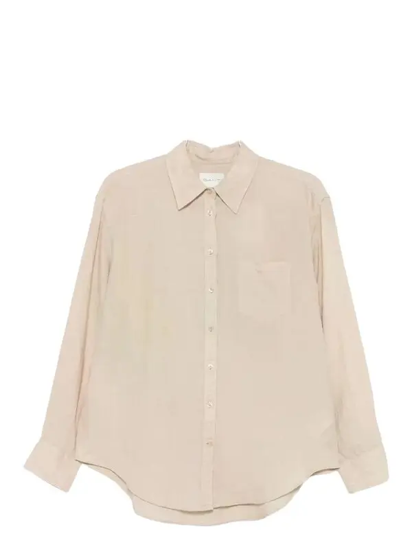 Gant Classic Collar Linen Shirt With Chest Pocket - Neutrals