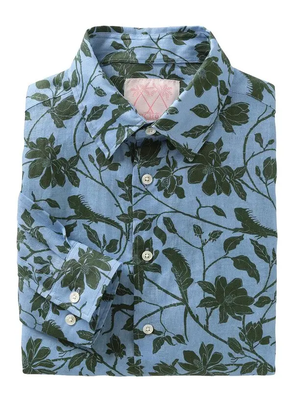PINK HOUSE Linen Shirt Iguana / Spruce - Blue