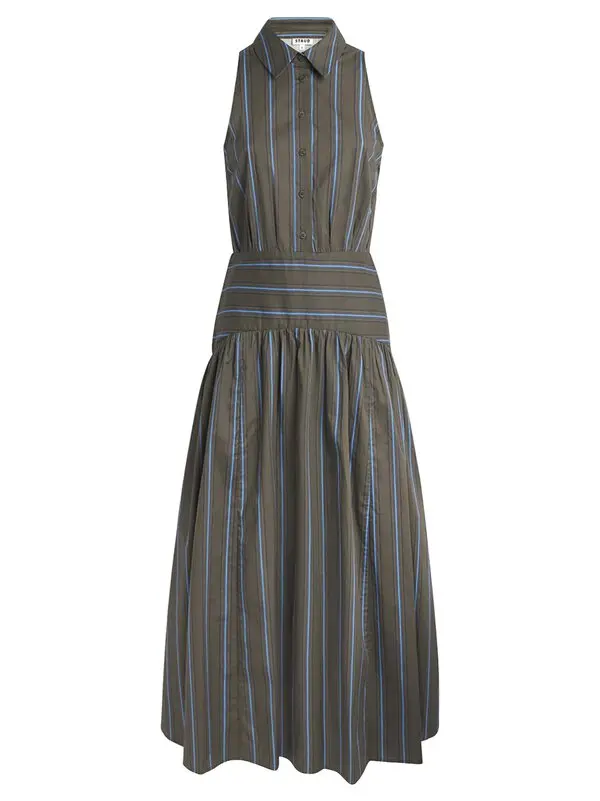 Staud Romy" Maxi Dress In Cotton Blend With Stripe Motif - Grey