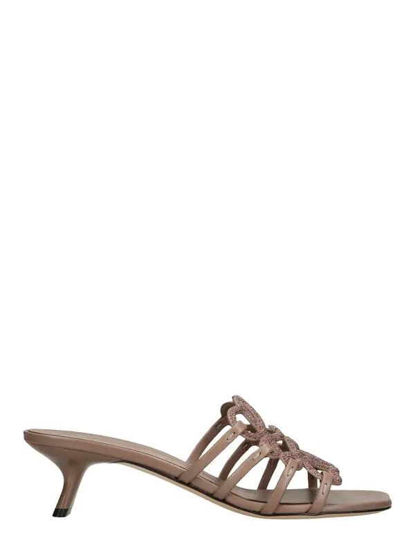 Loewe Suede Petal Anagram Heeled Mules - Brown