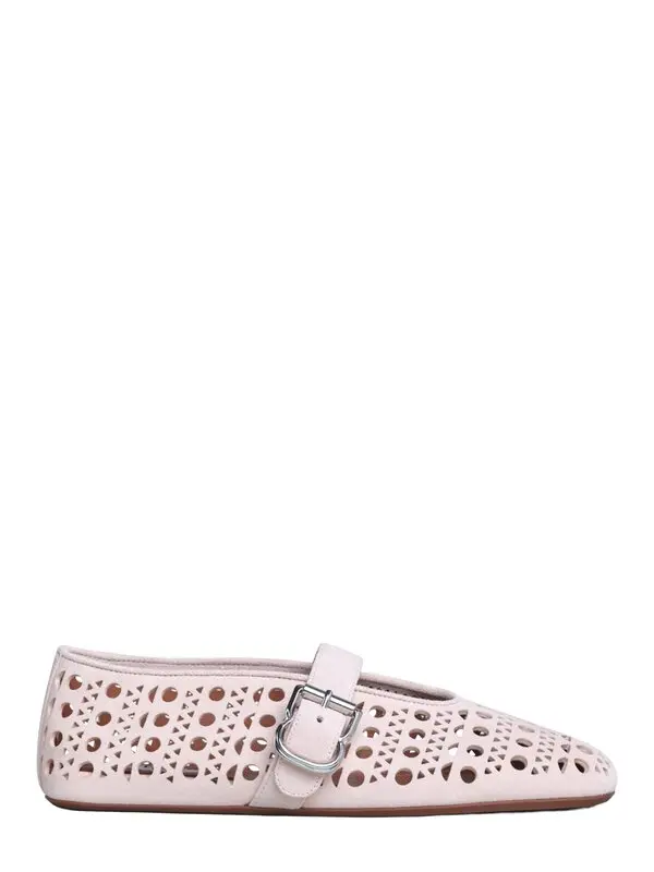 Alaïa Suede Vienne Ballet Flats With Buckle Detail - Red