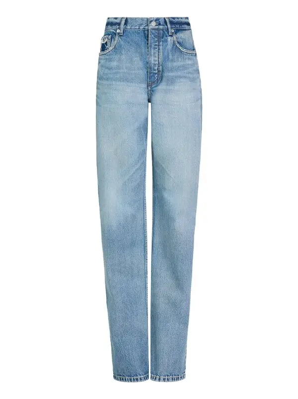 Alaïa Distressed Straight Leg Jeans - Blue