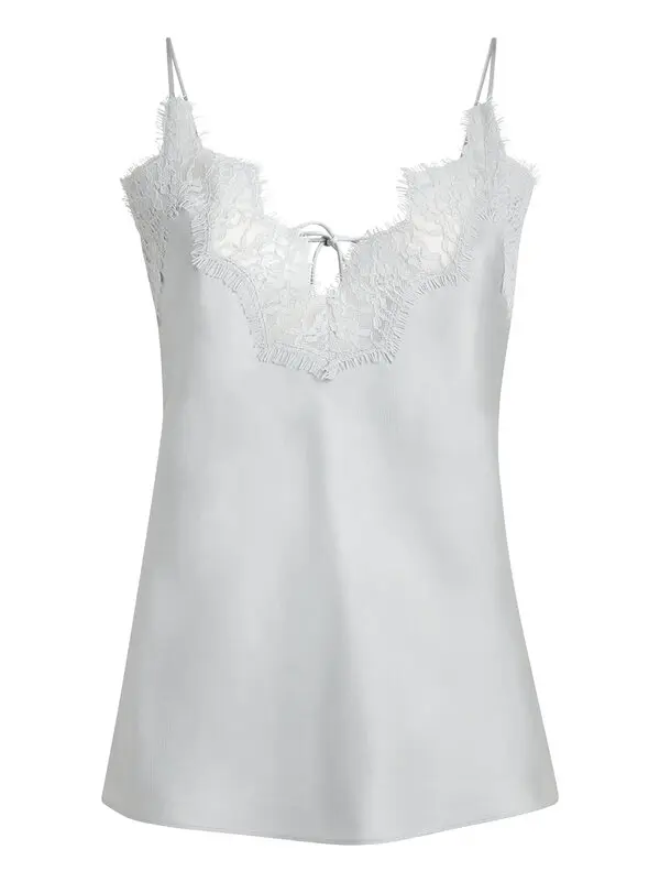 RÓHE Silk Lace-trim Cami Top - Blue
