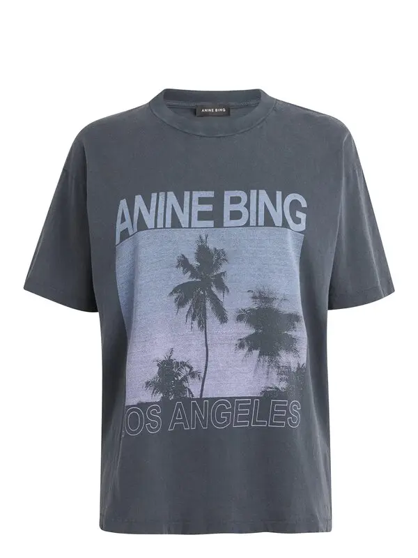 ANINE BING Cotton Palms Cade T-shirt - Black