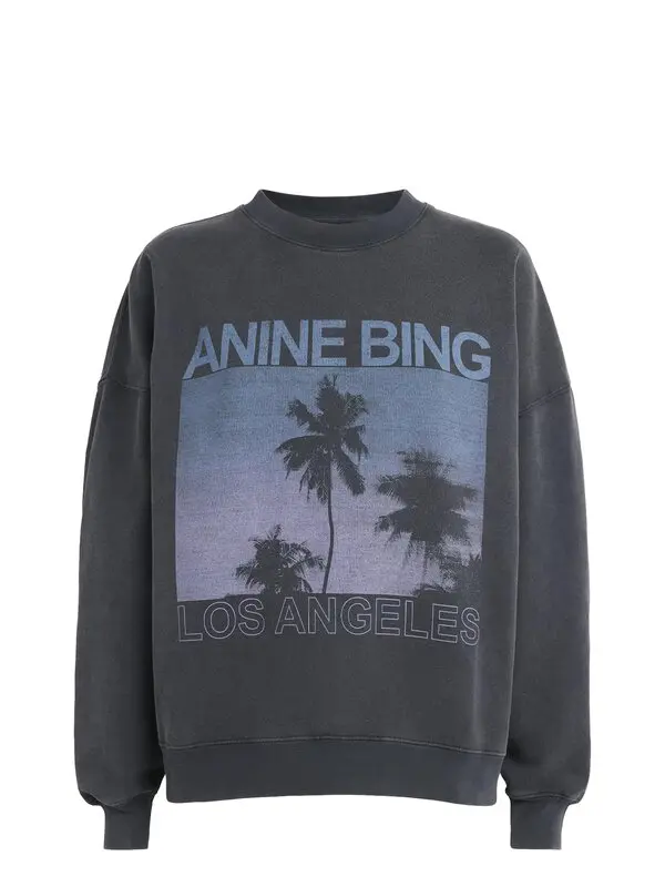 ANINE BING Los Angeles" Graphic Fleece Back Sweatshirt - Grey