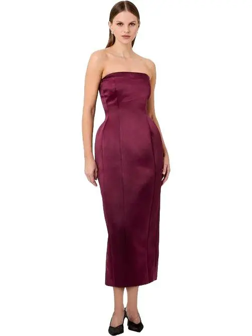NICHOLAS Strapless Midi Dress - Blackberry