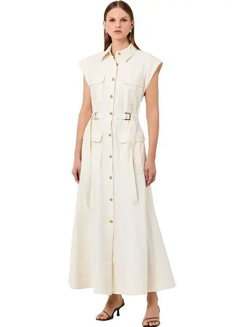 NICHOLAS Romina Utility Midi Shirt Dress - Ivory