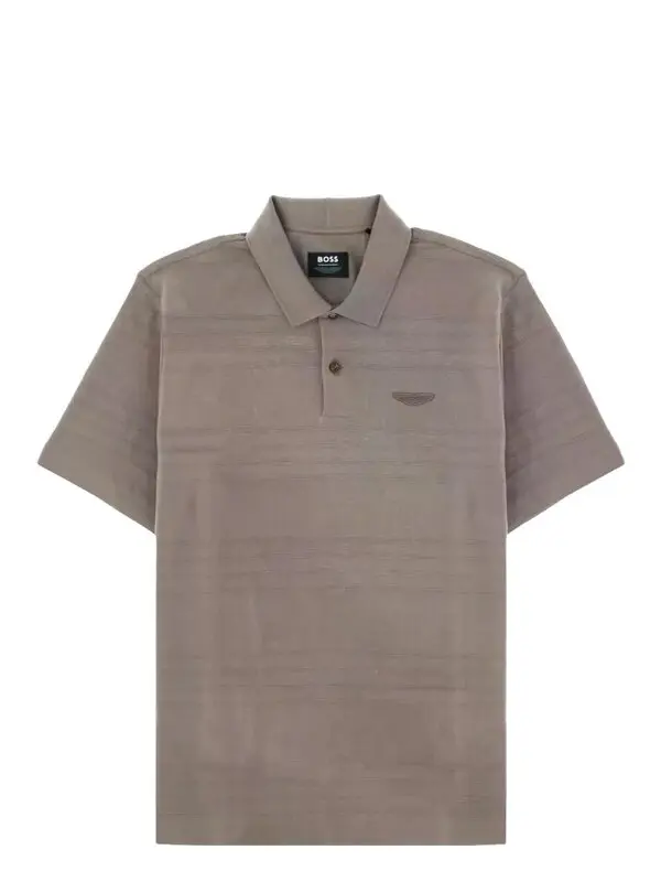 BOSS X Aston Martin Horizontal-stripe Cotton Polo Shirt - Grey
