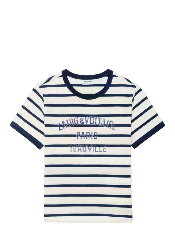 Zadig&Voltaire Striped Logo Print T-shirt - Neutrals