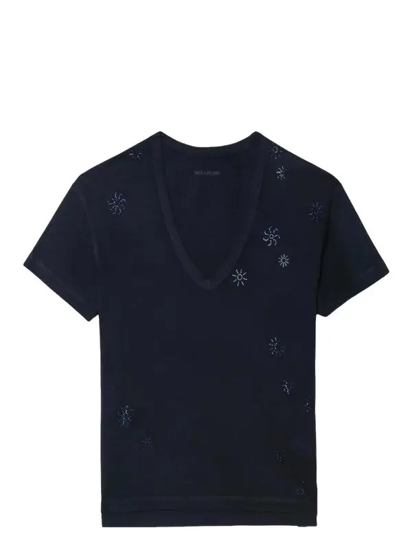 Zadig&Voltaire Marta Embellished V-neck T-shirt - Blue