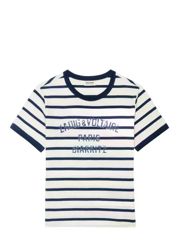 Zadig&Voltaire Striped Logo Print T-shirt - White