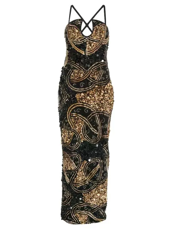MITILIANE COUTURE Sequined Embroidered Gown - Black
