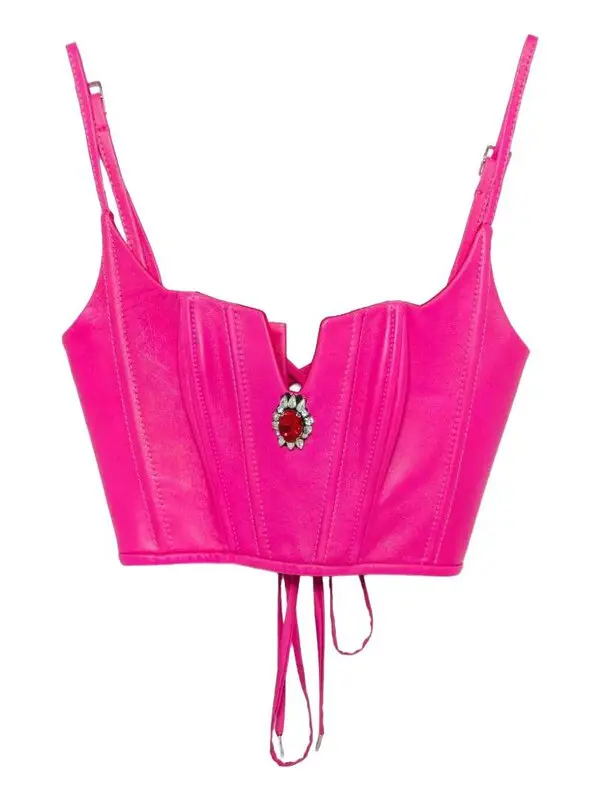 MITILIANE COUTURE Kyla Crystal-embellished Leather Bustier - Pink