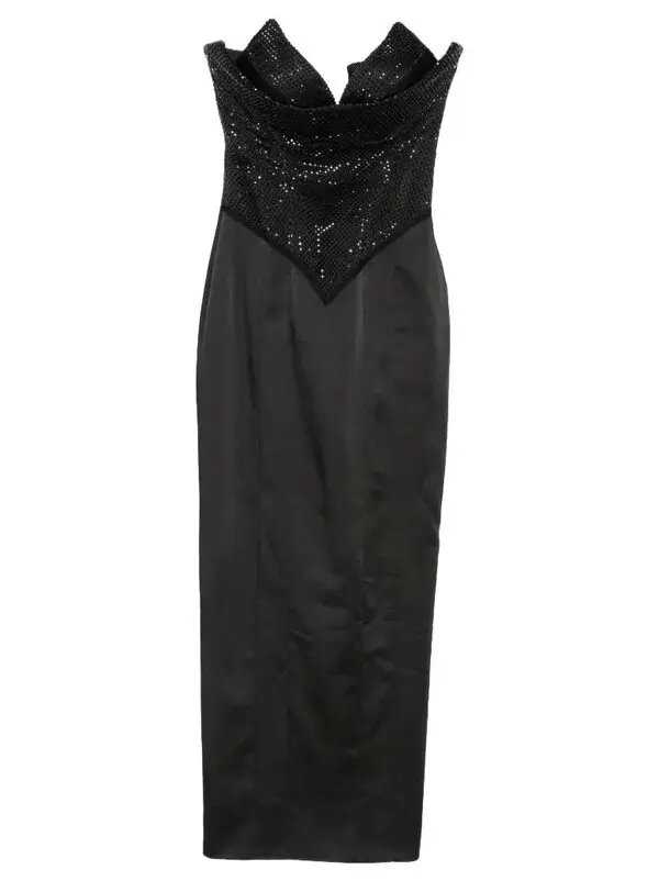 MITILIANE COUTURE Crystal Embellished Strapless Maxi Dress - Black