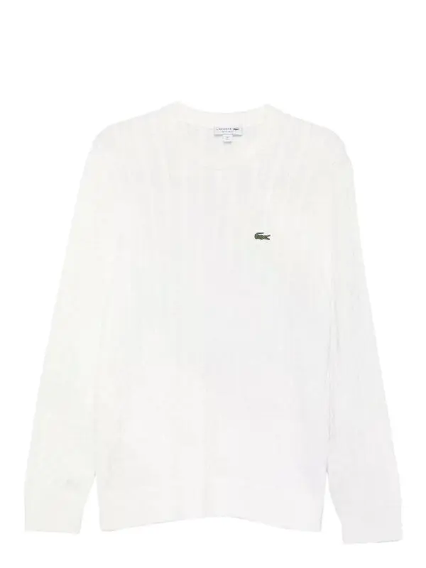 Lacoste Cable Knit Logo Patch Sweater - White