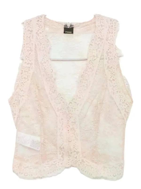 Pinko Lace-trimmed V-neck Sleeveless Waistcoat - Pink