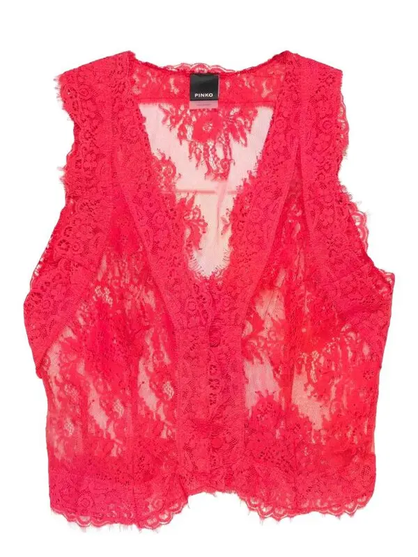 Pinko Lace-embroidered Sleeveless Jacket - Red