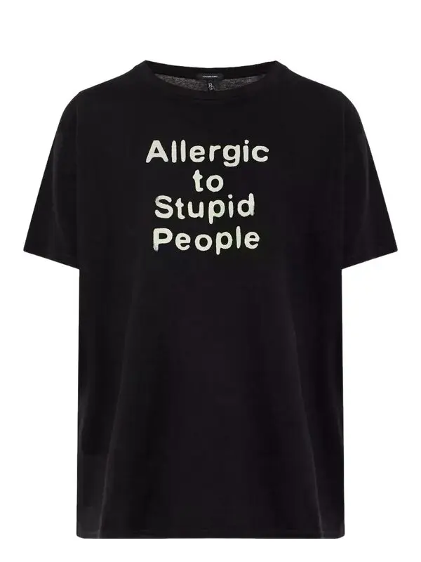 R13 Slogan Print Crewneck T-shirt - Black